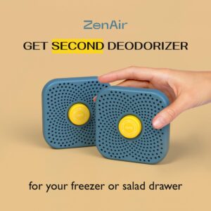 ZenAir Fridge Deodorizer Odor Eliminator - Refrigerator Deodorizer More Effective Than Baking Soda - Activated Charcoal Fridge And Freezer Air Freshener - Natural Smell, Moisture & Odor Absorber