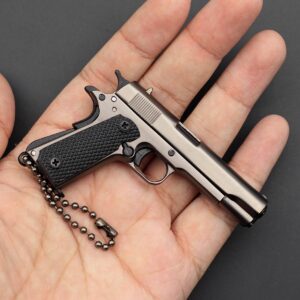 1911 Keychain Metal Mini Tactical Key chain Tiny Pendant for Ornament Collection Gift for Men Army Fan (Pewter)