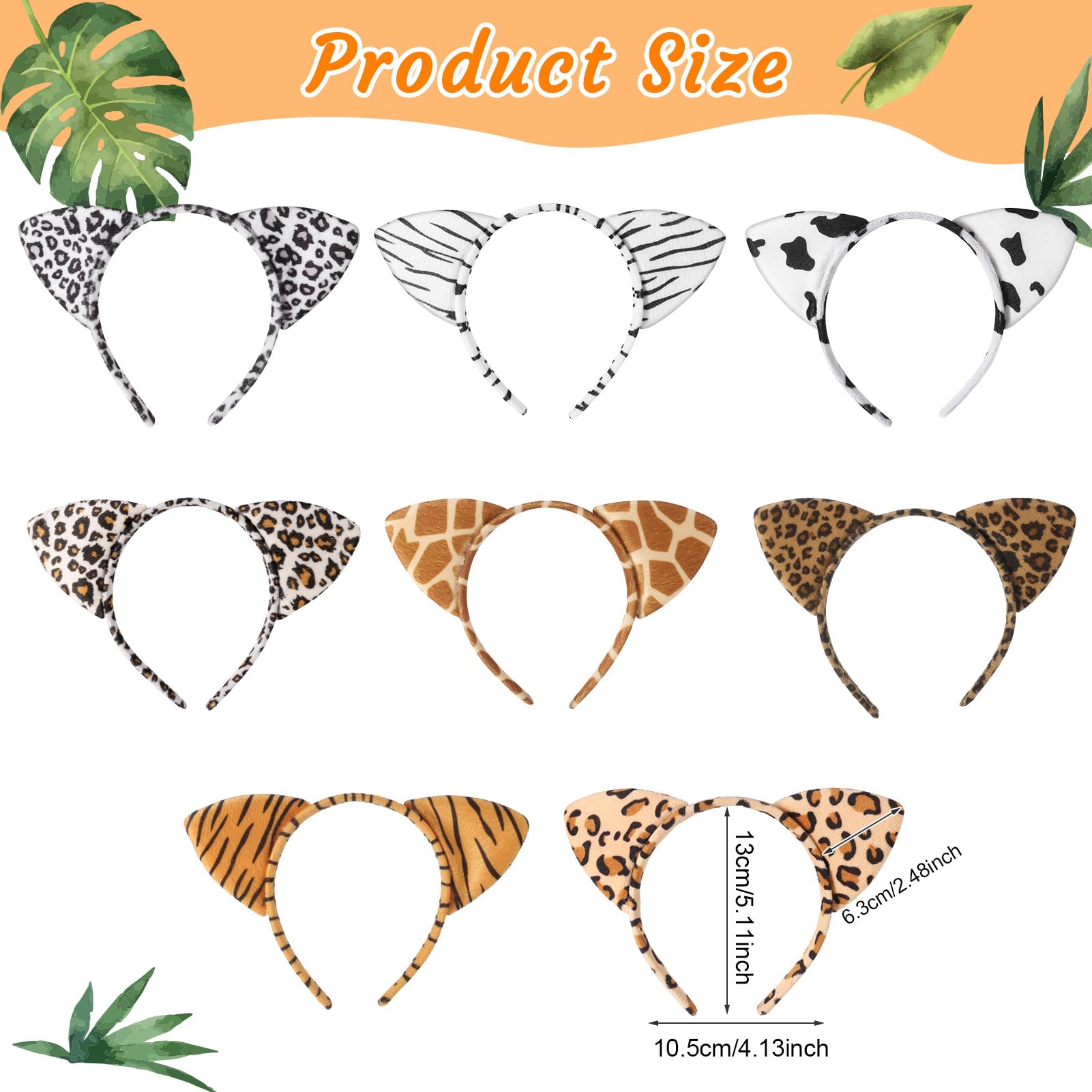 Hoemwarm Animal Ears Headband Assortment - Cheetah, Zebra, Leopard Ears Hairbands for Forest Theme Birthday, Cosplay Party Decorations and Supplies (24 Pieces)