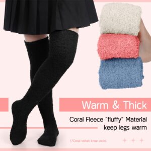 Liitrsh 6 Pairs Women Knee High Fuzzy Socks Soft Long Thigh High Warm stockings Cozy Slipper Plush Socks(Multicolored)