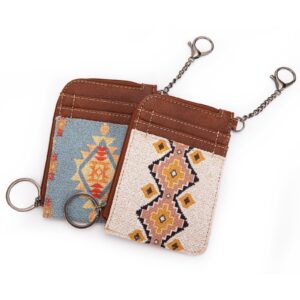 Montana West Wrangler Card Wallet for Women Boho Aztec Credit Card Holder with Zipper Pocket WG2202-W005CF