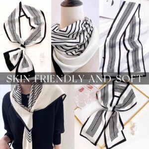 Dailyacc Hair Scarf for Women Fashion Silky Satin Headscarf Wrap Breathable Lightweight Neck Scarves For Handbag Accessories（Long 59"*5.9"