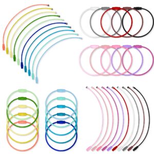 100 pcs stainless steel loops 6" wire key chain cable large key rings for travel aircraft luggage tag key tags 20 duster-assorted colors tag keepers for keys and id tag cable loop rings