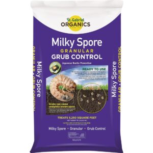 st. gabriel organics - 15 pound milky spore granular natural japanese beetle grub control and repellent for lawn and garden care