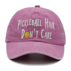 nvjui jufopl pickleball hair don't care hat, embroidered baseball cap pickleball gifts for men & women pink