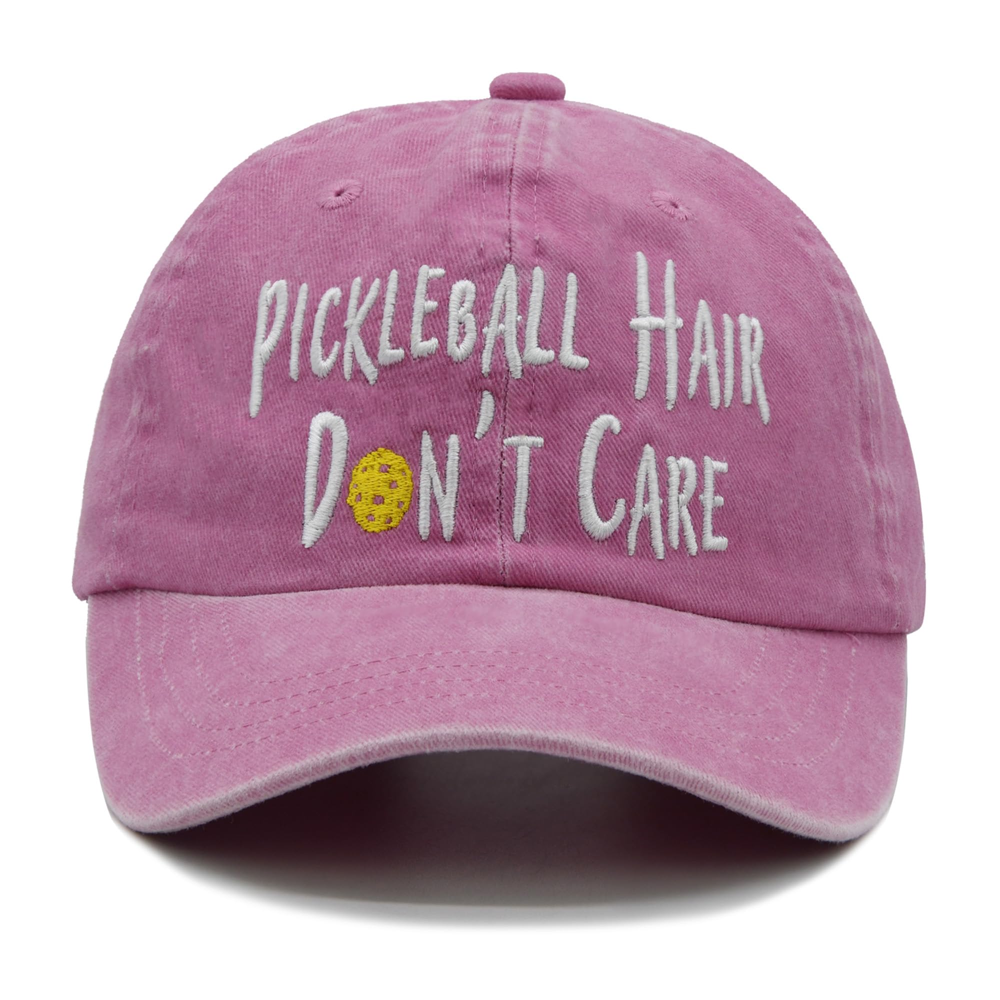 NVJUI JUFOPL Pickleball Hair Don't Care Hat, Embroidered Baseball Cap Pickleball Gifts for Men & Women Pink