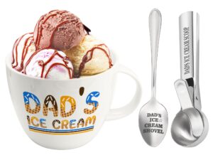 futbu dad gifts, gifts for dad from daughter fathers day, dad's ice cream bowl scoop shovel spoon set, dad’s ice cream gift from son daughter, ideal xmas birthday father's day gift for him