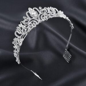 Sparkling Crystal Princess Tiara for Women Crown Queen Fashion Headband for Wedding Birthday Bride Bridal Prom Party Valentines Mothers Day Gifts Silver