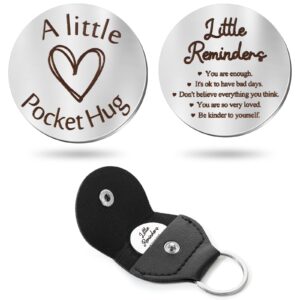 sureio pocket hug token long distance relationship keepsake stainless steel double sided inspirational gift with keychain (little reminders)