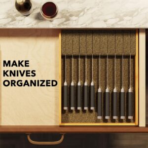 SpaceAid Large Knife Drawer Organizer Bamboo Insert Dock, Kitchen Steak Knives Holder Organizers Block for Drawer in Storage Organization (Large)