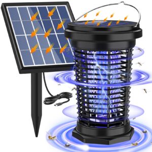 solar bug zapper for outdoor & indoor, usb rechargeable mosquito killer lamp with uv light, 4500v electric fly traps, 5.5w insect zapper for patio, home, backyard, garden, camping