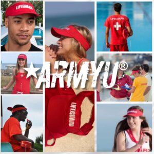 Red Lifeguard Visor Hat | Professional Uniform Pool Sun Beach Rescue Guard Brim Cap for Men & Women