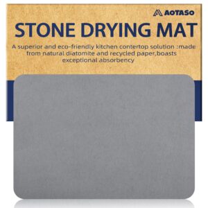 aotaso 12x16 inch stone drying mat for kitchen counter gray super absorbent dish drying mat diatomaceous earth quick dry dish mat（1 pc ）