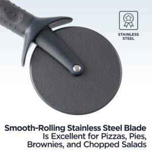 Deiss Lux Heavy Duty Pizza Cutter With Wheel Slicer- Stainless Steel Sharp Smooth Pizza Cutter Wheel With Easy Grip Non-Slip Handle, Dishwasher Safe (BLACK)