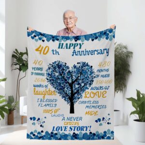 40th anniversary blanket gifts for him,40th wedding anniversary romantic gifts for couple/parents 40 year anniversary blanket for him,best 40th anniversary blanket for husband (40th anniversary)