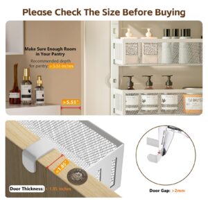 DAOTENGQL 6-Tier Over The Door Pantry Organizer with Mesh Baskets, Adjustable & Stable Hanging Spice Rack for Kitchen, Bathroom, Bedroom, and Baby Essentials Storage (16" W 6-Tiers, White)