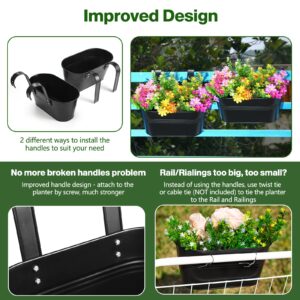 JFMAMJ 5 Pcs Hanging Planter Railing Planter Box Metal Iron Window Boxes Planters for Outdoor Plants Balcony Planter Fence Planters with Detachable Hooks for Herb Garden Planter Outdoor(Matte Black)