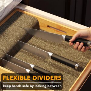 SpaceAid Large Knife Drawer Organizer Bamboo Insert Dock, Kitchen Steak Knives Holder Organizers Block for Drawer in Storage Organization (Large)