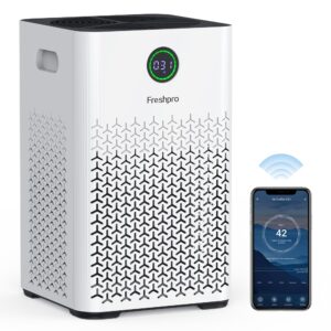 freshpro smart air purifier for home, covers up to 2000 ft² 4-in-1 air filter, h13 hepa wifi air purifiers for large room kitchens basement bedroom, air cleaner for pets hair dust pollen, kf-p34