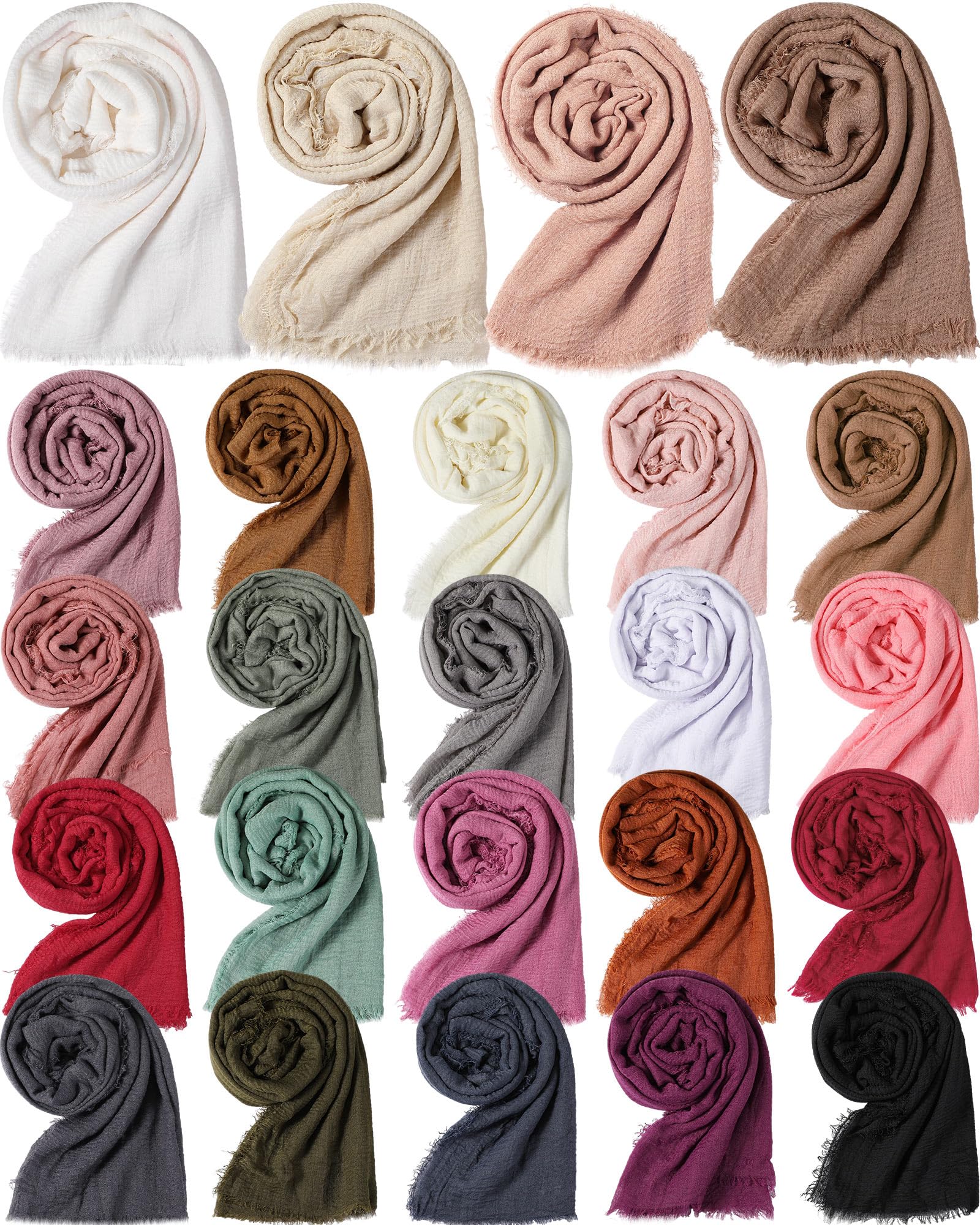 ramede 24 Pcs Women Hijab Scarfs Soft Scarf Shawl Lightweight Long Wraps for Whole Season, 24 Colors