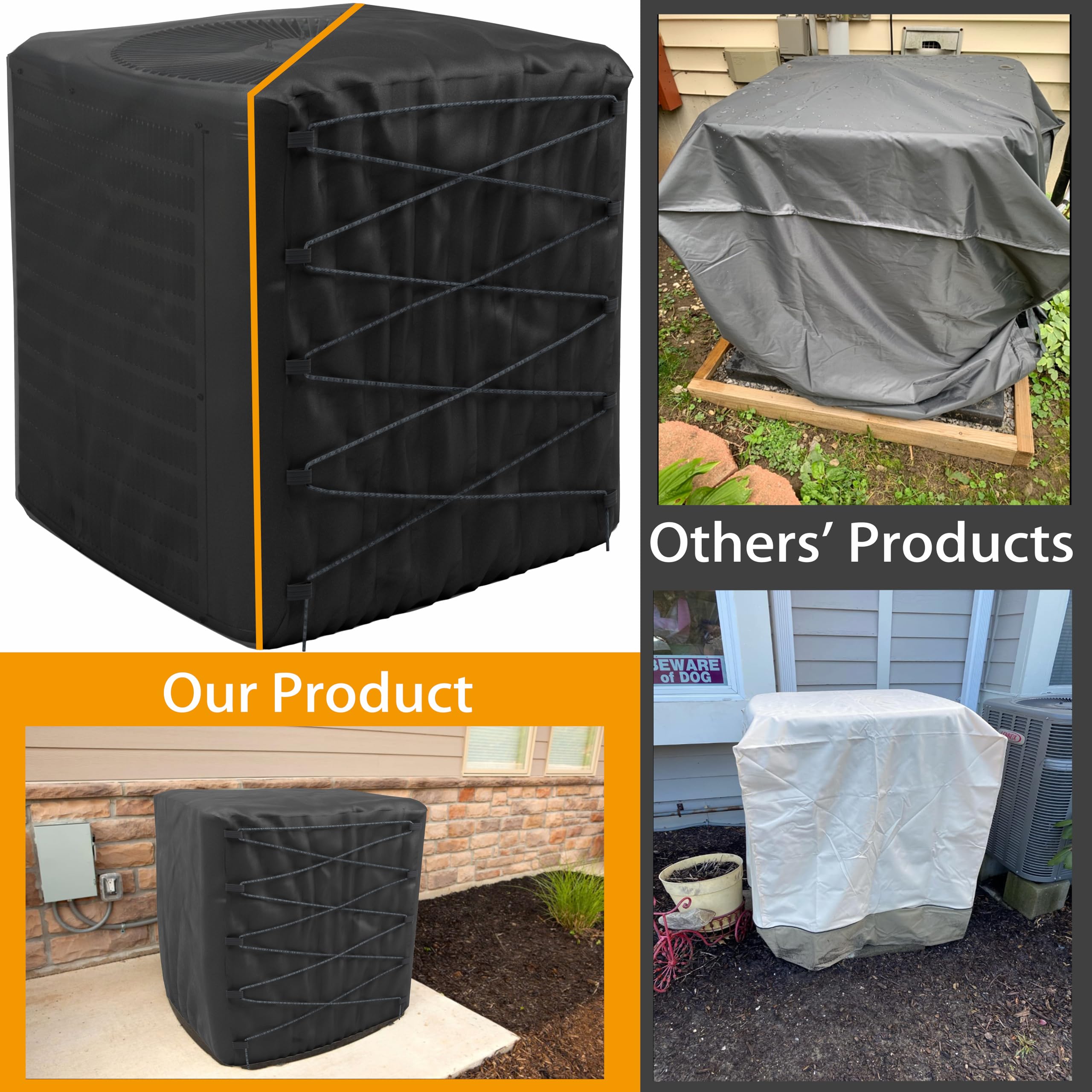 Air Conditioner Cover For Outside Units - AC Cover For Outside Unit - Central AC Unit Covers Outdoor - Winter AC Condenser Cover - Dual Shoelace Drawstring For Snug Fit.