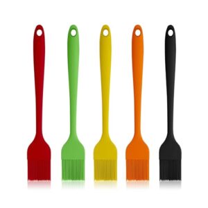 craebuer silicone basting pastry brush, 5 pack heat resistant cooking brush for oil butter sauce, food brush for bbq grill barbeque kitchen baking cooking