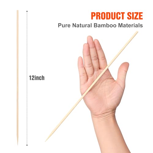 400 Pack 12 Inch Natural Bamboo Wood Barbecue Skewers for Grilling, Kabob, Fruit, Appetizer, Cocktail, Sausage, Chocolate Fountain, BBQ Sticks. (Φ=4mm)