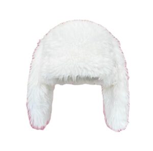 plush hat for women fuzzy cute beanie solid color rabbit bunny ears hat y2k winter cold weather christmas halloween (white)