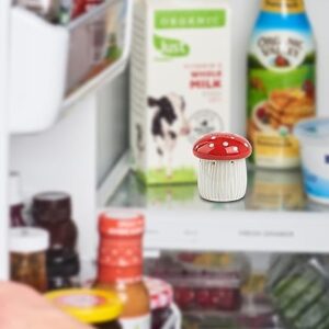 Mushroom Baking Soda Holder For Fridge Deodorizer Ceramic Baking Soda Fridge Holder Odor Absorber Container Smell Remover Cute Fridge Deodorizer Refrigerator Odor Eliminator(No Soda)