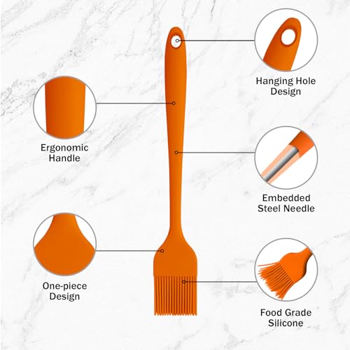 Craebuer Silicone Basting Pastry Brush, 5 Pack Heat Resistant Cooking Brush for Oil Butter Sauce, Food Brush for BBQ Grill Barbeque Kitchen Baking Cooking