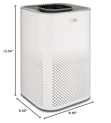 ORB Air Purifier,captures dust, pet dander, smoke, and household odors. Ideal for office, bed room, living room, auto mode, air quality sensor and indicator.