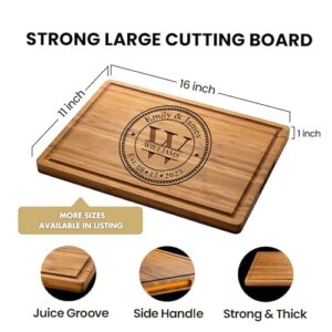 Personalized Wedding Cutting Board - Custom Monogram Engraved Charcuterie Board, Bridal Shower Registry Gift Ideas - 50th Anniversary Gift for Her, USA Hand Crafted