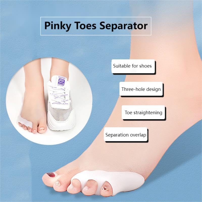 Carolhome Pinky Toe Separator 10 Pack Bunion Pads Gel Little Pinky Toe Protectors Sleeve Bunion Corrector for Pain Relief Tailor's Bunions, Curled Pinky Toes, Overlapping Toe (White)