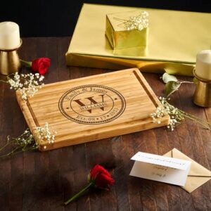 Personalized Wedding Cutting Board - Custom Monogram Engraved Charcuterie Board, Bridal Shower Registry Gift Ideas - 50th Anniversary Gift for Her, USA Hand Crafted