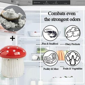 Mushroom Baking Soda Holder For Fridge Deodorizer Ceramic Baking Soda Fridge Holder Odor Absorber Container Smell Remover Cute Fridge Deodorizer Refrigerator Odor Eliminator(No Soda)