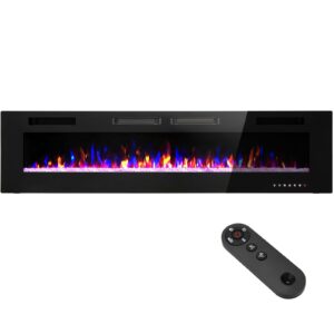 sophia & william electric fireplace 72 inch wall mounted & recessed, ultrathin 3.86" electric heater with remote control touch screen noiseless, fit for 2 x 4 & 2 x 6 stud, flame color adjustable