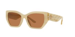 tory burch ty7187u brown & ivory horn sunglasses 53mm