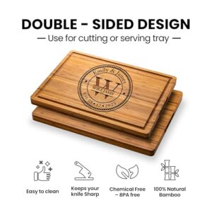 Personalized Wedding Cutting Board - Custom Monogram Engraved Charcuterie Board, Bridal Shower Registry Gift Ideas - 50th Anniversary Gift for Her, USA Hand Crafted