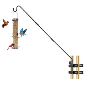 ivoodi heavy duty deck hook-deck railing plant hanger, 29 to 43 inch extended bird feeder hanger w/double clamps,versatile deck shepherd hook for hanging bird feeders,lanterns,planters etc.