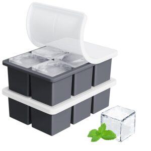 large ice cube tray for whiskey: fddbi big square ice cube maker for cocktail - 2pack silicone old fashioned ice cube trays - 2inch huge cubed ice trays for whisky