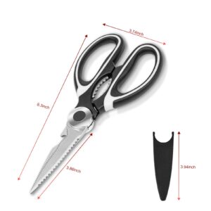 SZHLUX 2-Pack Kitchen Scissors Heavy Duty, Premium Sharp Kitchen Shears for Food, Fish, Meat, Bones, Poultry and Vegetables with Strong Stainless Steel Blades Multi Purpose Cooking Scissors