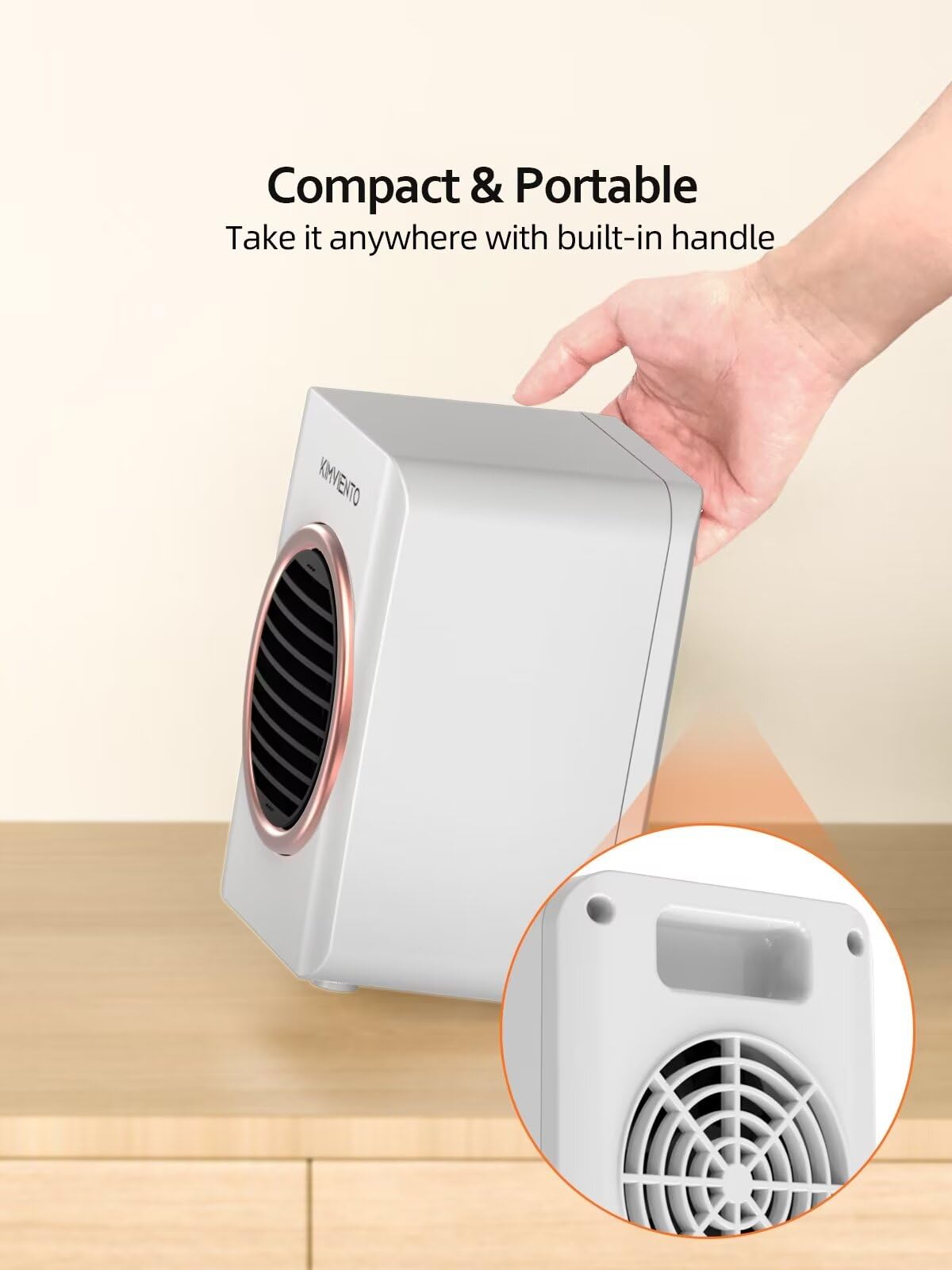 Small Space Heater for Office Home, 350W Ceramic Electric Heater with Tip-over and Overheat protection, Fast Safety Heat Personal Portable Desk Heater, Space Heaters for Indoor Use Bedroom Table White