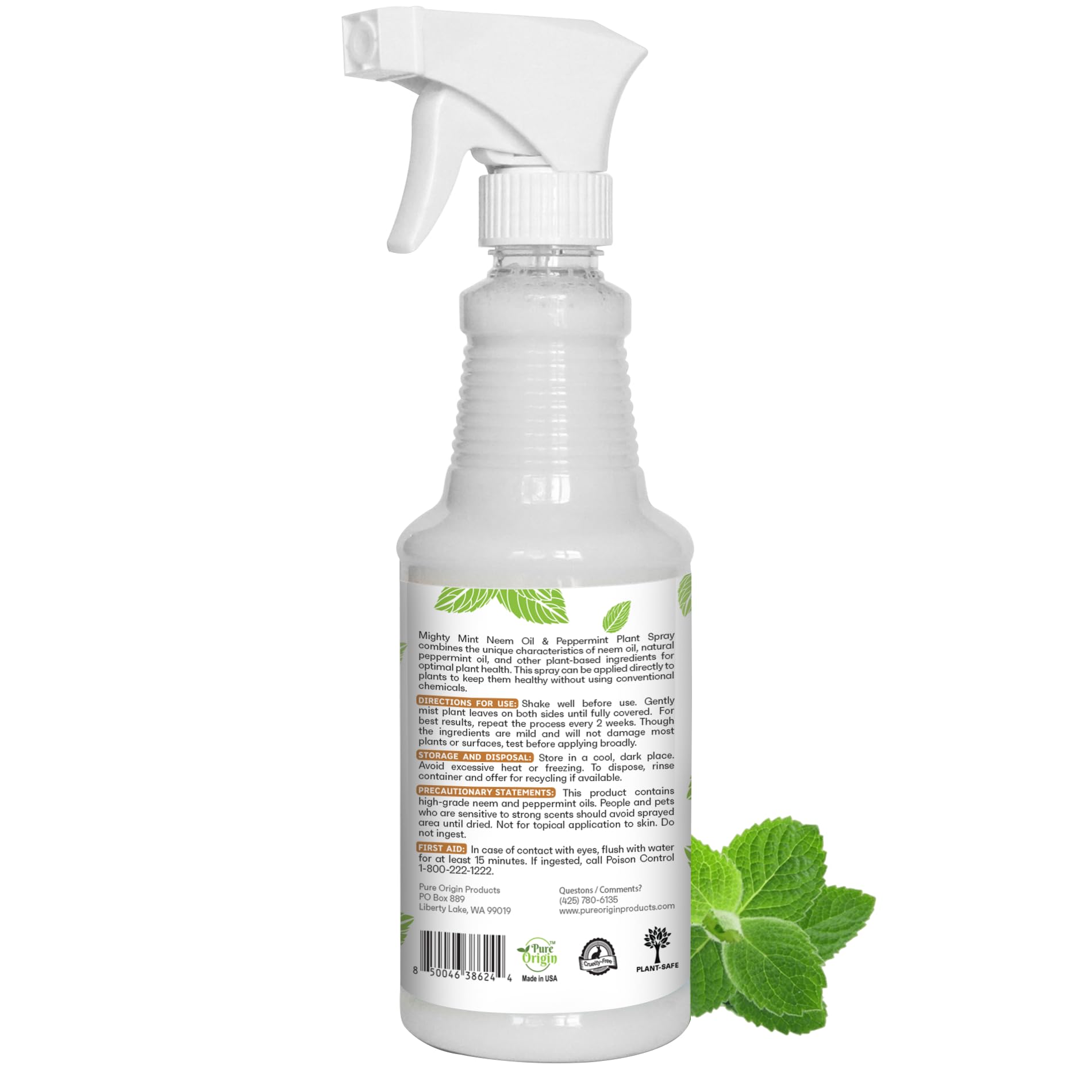 Mighty Mint Neem Oil & Peppermint Cold-Pressed, Natural Plant Spray, 16oz