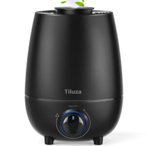 humidifiers for bedroom, tiluza 3l cool mist humidifier for home plant and baby nursery, top fill quiet ultrasonic air humidifier with 360° nozzle, auto shut-off, filterless