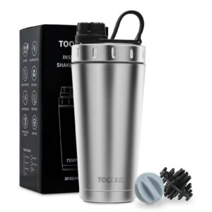 toofeel protein shaker bottle 20 oz - double walled insulated vacuum shaker cups for protein shakes, keeps cold/hot, metal stainless steel shaker bottle, preworkout gym shaker bottle