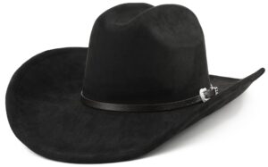 besoogii wide brim felt cowboy hat for women men western cowgirl hats (l, black)