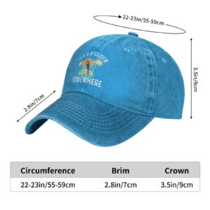 Philysonic Blue Baseball Hat for Men & Women, 5 O'clock Somewhere, Adjustable, Graphic, Unisex