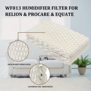 4 Pack Wf813 Eqwf813 Humidifier Filters Compatible with Equate Eqwf813 Eq-2119-Ul, Relion RCM-832 RCM-832N, ProCare PCCM-832N Cool Mist Humidifier Replacement Filter