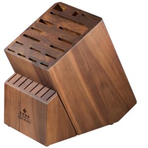 enoking knife block without knives, large knife holder- 25 slots acacia wood universal knife block, butcher block countertop for knife storage organizer