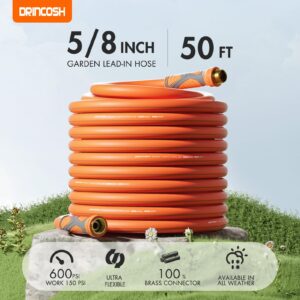 DRINCOSH Garden Hose 50 ft x 5/8" Flexible Garden Hose Ultra Durable Water Hose Lightweight Garden Hose w/Swivel Grip Handle All-weather Outdoor Lawn Car Wash Backyard